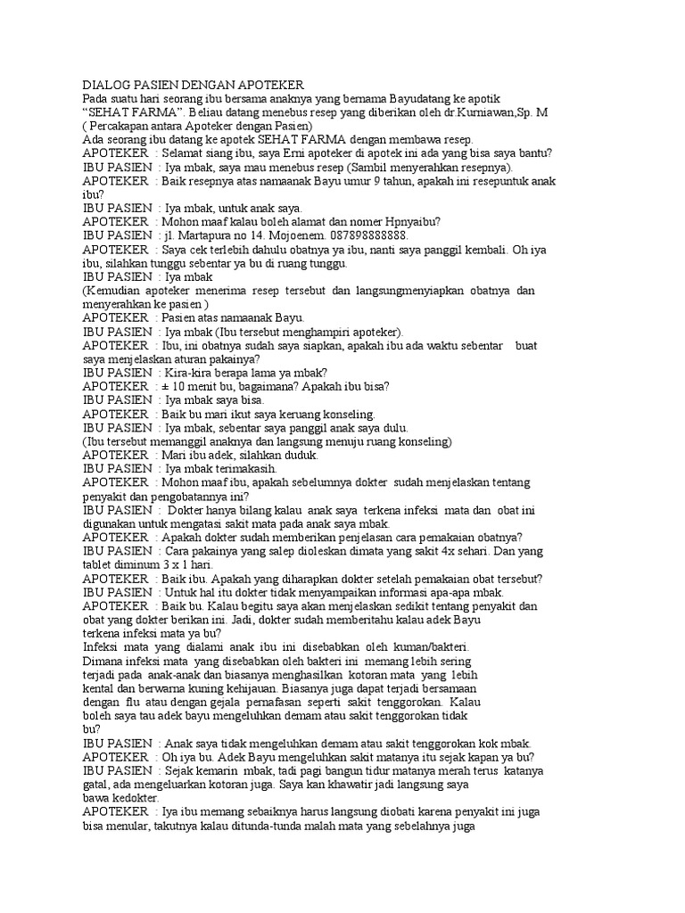 Dialog Pasien Dengan Apoteker | PDF