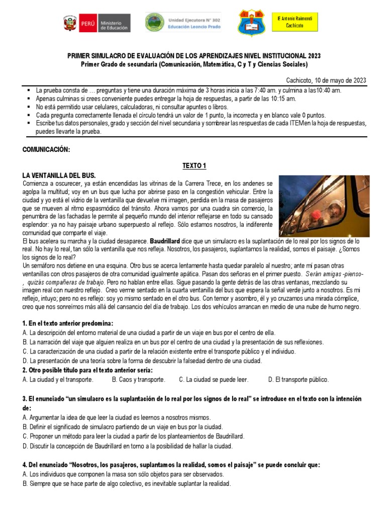 Primer Simulacro Ie Tipo Ece 2º Sec. 2023 | PDF | Imperio Inca | Autoestima