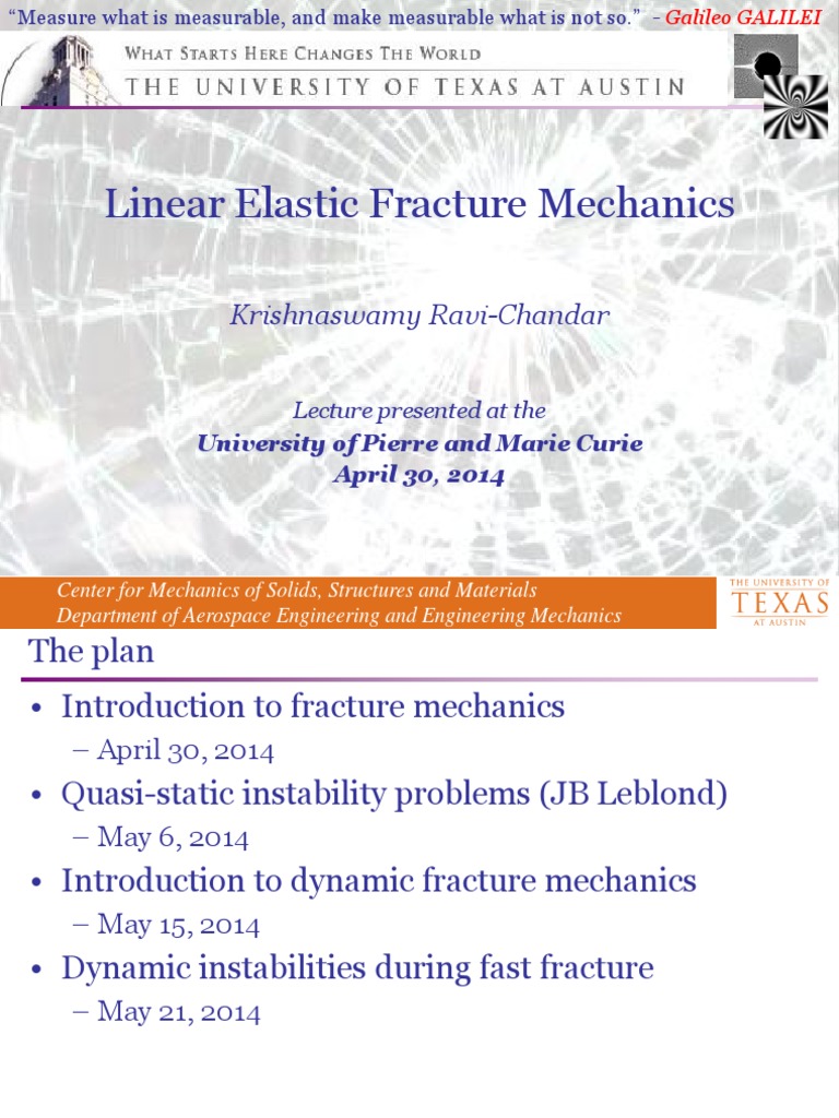 Introduction To Fracture Mechanics Pr. Ravi-Chandar Lecture-1 | PDF