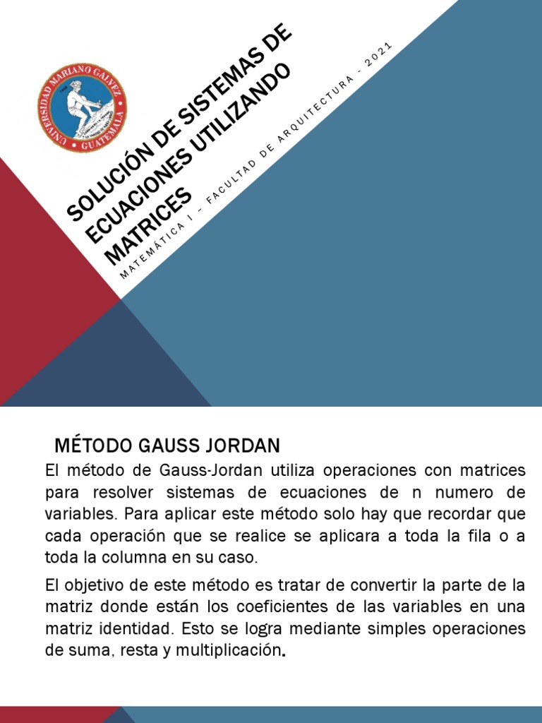 Semana 5 - Gauss Jordan | PDF | Matriz (Matemáticas) | Algoritmos