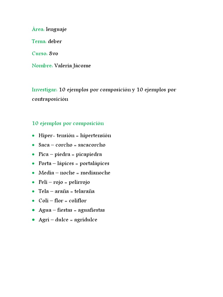 10 Ejemplos de Contraposicion | PDF