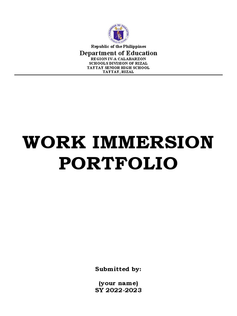 Work Immersion Fortfolio | PDF | Knowledge | Learning