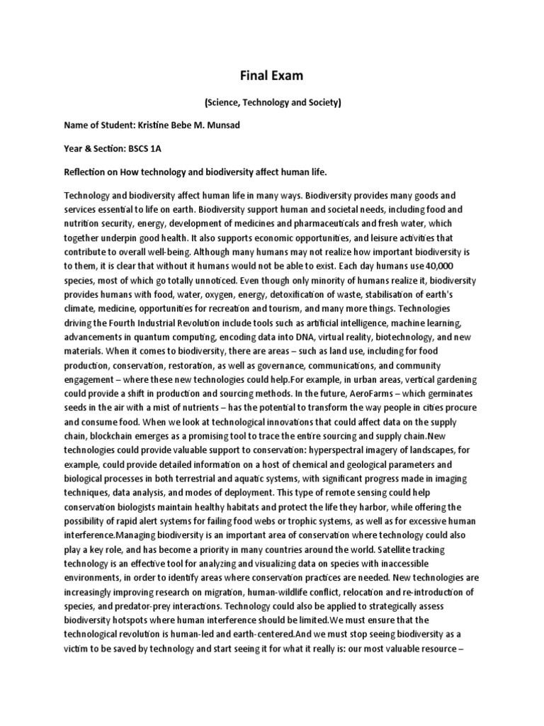 Final Exam in STS | Download Free PDF | Conservation Biology | Biodiversity