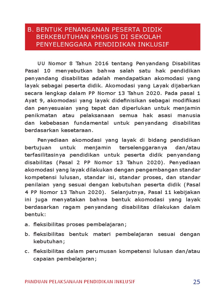 Panduan Pelaksanaan Pendidikan Inklusif | PDF