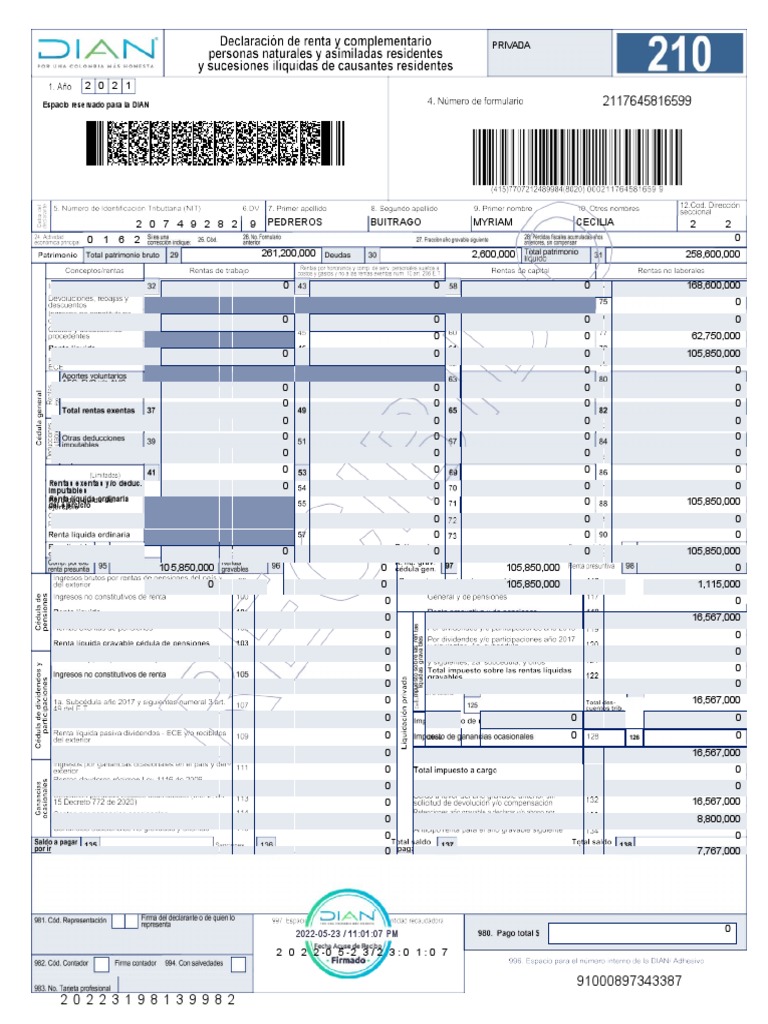 Declaracion de Renta Miriam | PDF