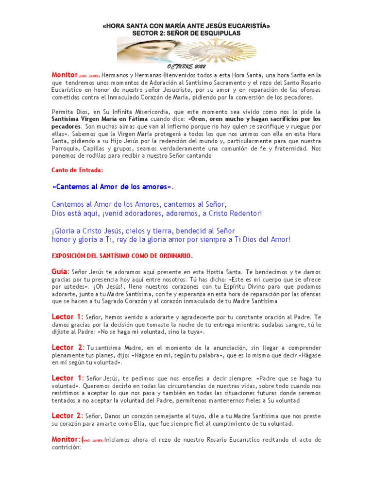 Hora Santa Con Rosario Eucaristico | PDF | eucaristía | María, madre de Jesús