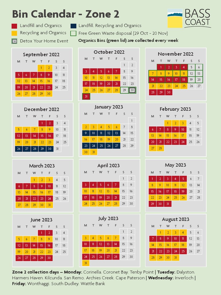 2022 23 Zone 2 Kerbside Collection Calendar | PDF