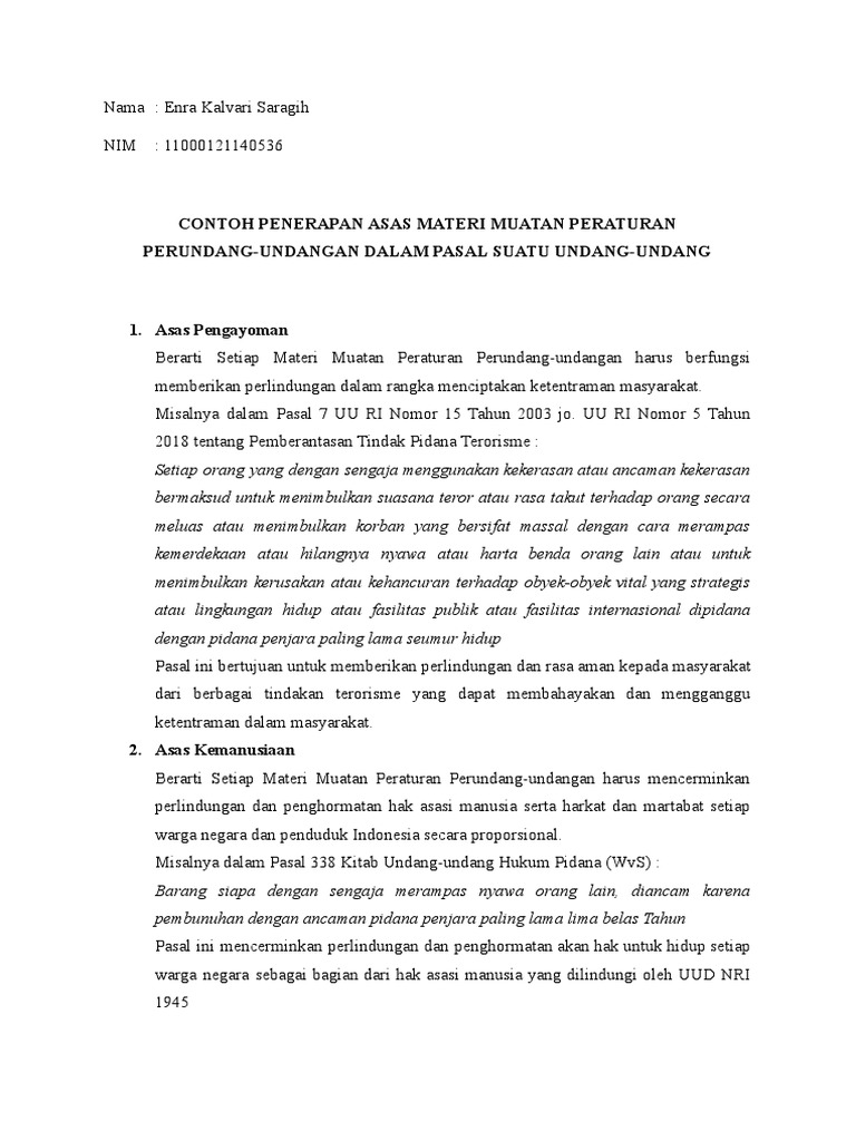 Enra Kalvari Saragih - 11000121140536 - Tugas 3 Perancangan Hukum Kelas ... Enra Kalvari Saragih - 11000121140536 - Tugas 3 Perancangan Hukum Kelas ...