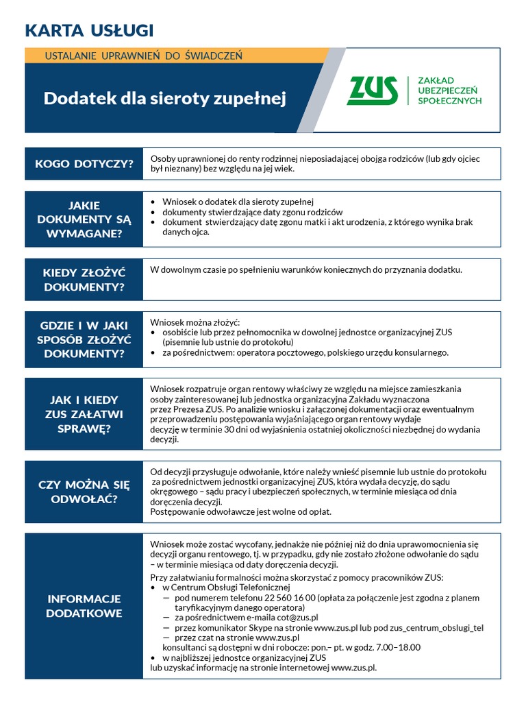 Dodatek Dla Sieroty Zupełnej | PDF