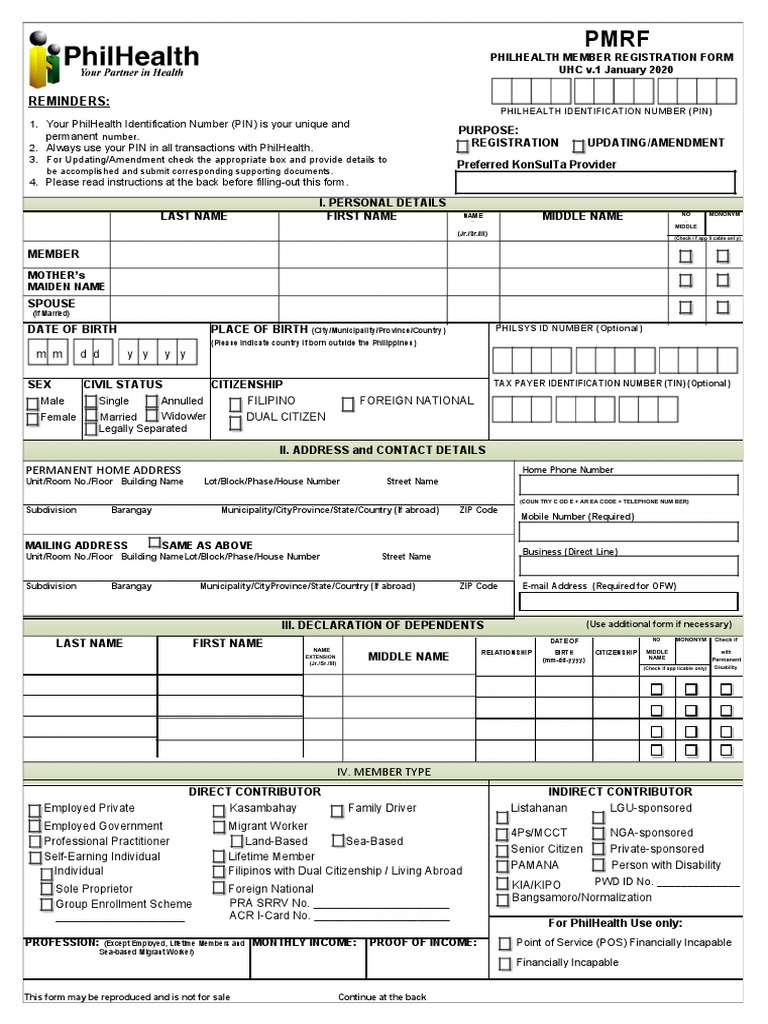 Philhealth Form | PDF | Identity Document | Birth Certificate