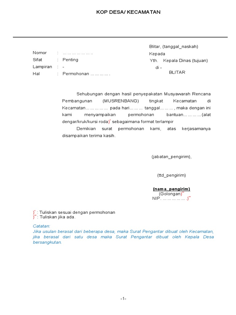 Contoh Surat Permohonan Ke OPD | PDF