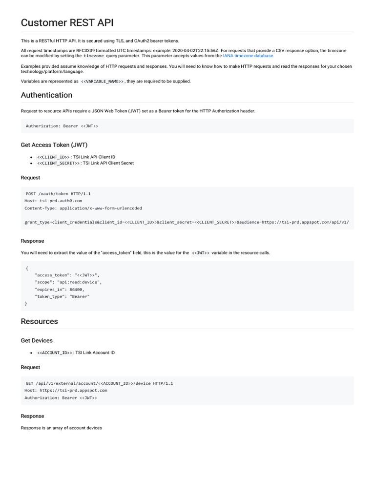 TSI Link External API v11!3!20 | PDF | Hypertext Transfer Protocol | Representational State Transfer