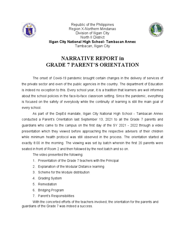 Grade 7 Parent Orientation Recap | PDF