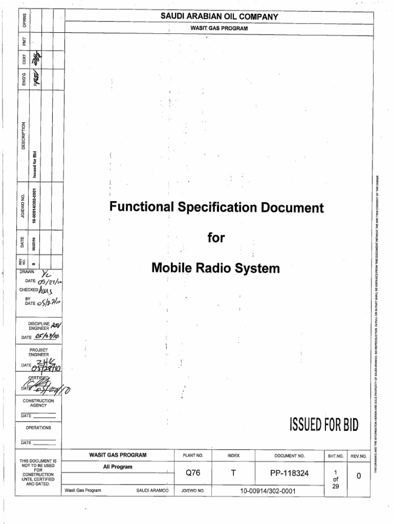 Wasit Gas Program Mobile Radio Specs | PDF | Base Station | Radio
