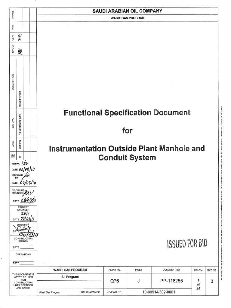 FSD - Instrumentation Outside Plant Manhole and Conduit System | PDF ...