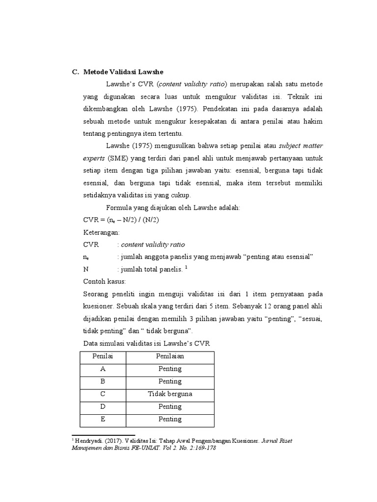 Metode Validasi Lawshe | PDF