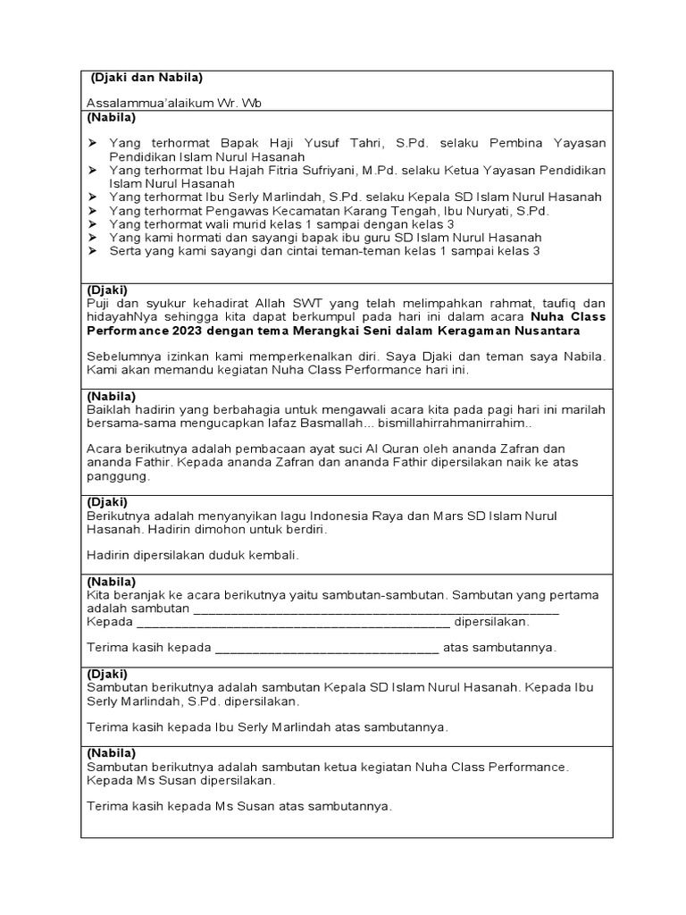 Nuha Class Performance 2023 | PDF