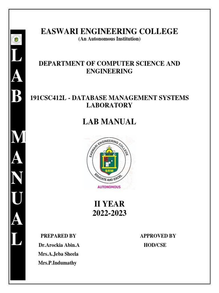 Dbms Manual With Data Analysis Cbs | PDF