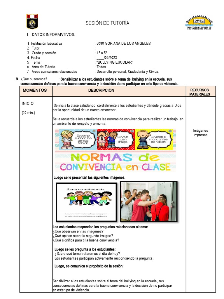 Sesión BULLYING ESCOLAR | PDF