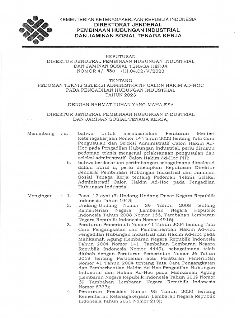 Pedoman Seleksi Hakim Ad-Hoc | PDF | Teknologi & Rekayasa