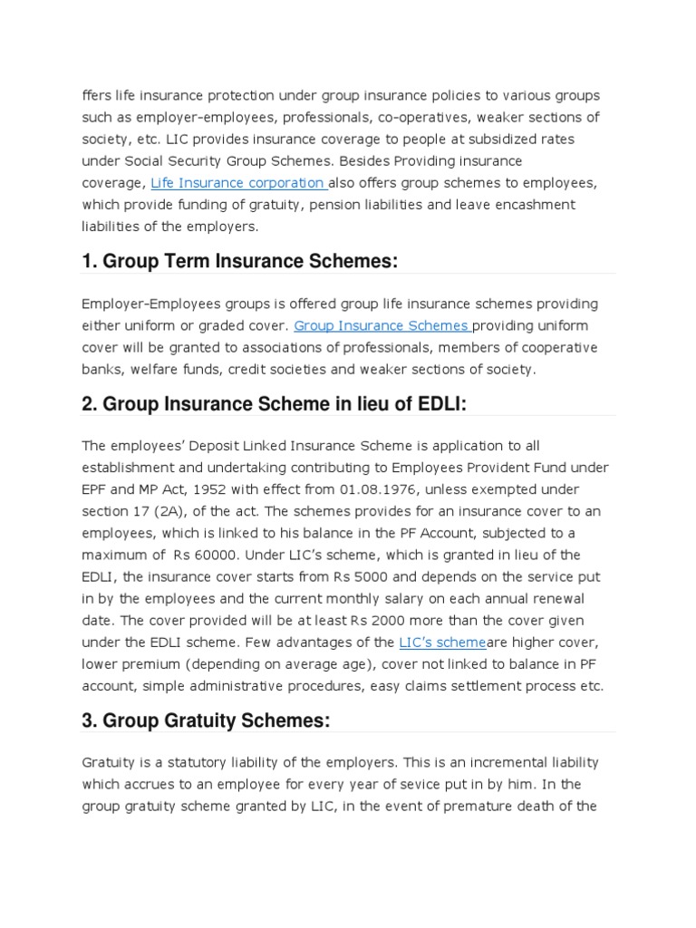 LIC Group Insurance Scheme | PDF | Pension | Insurance