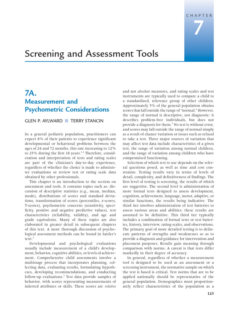 Screening and Assessment Tools 2005 | Download Free PDF | Validity (Statistics) | Sensitivity ...