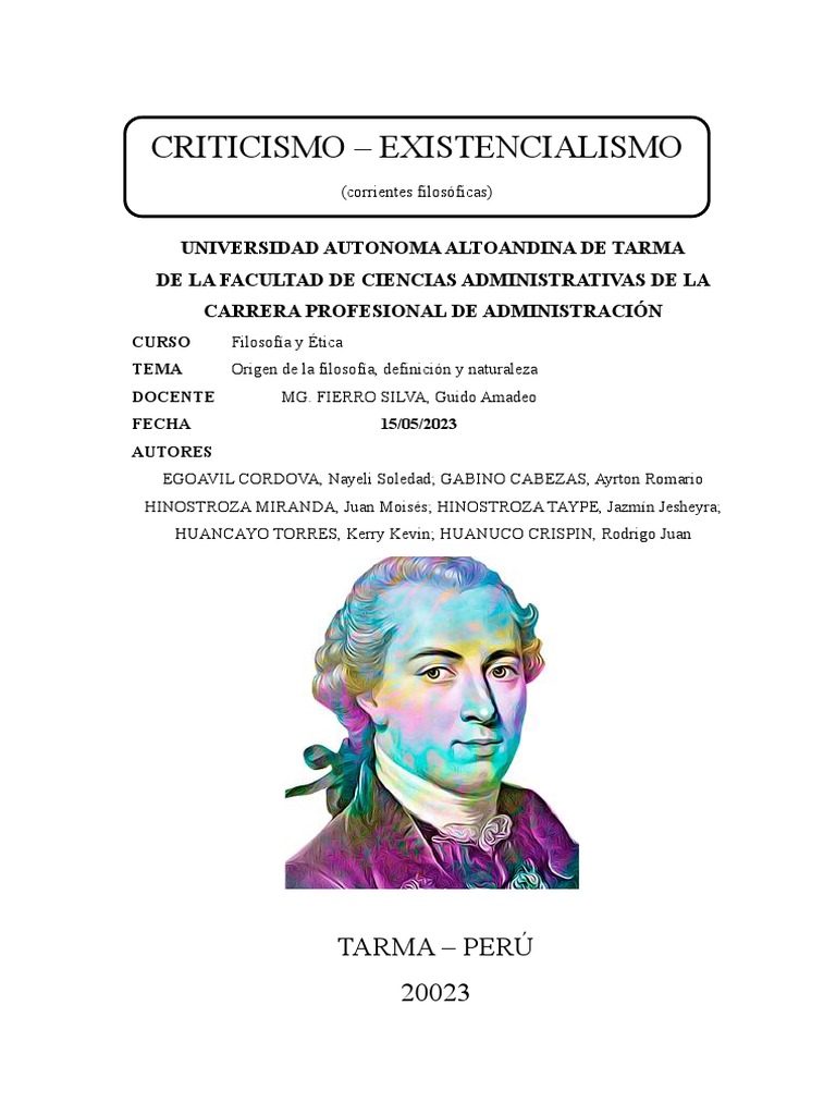 Criticismo y Existencialismo en Filosofía | PDF | Existencialismo ...