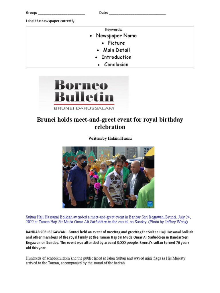 Activity 1 - Labelling The Newspaper | PDF