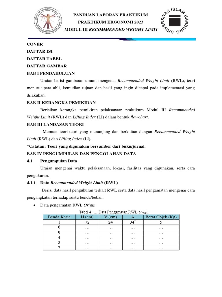 Panduan Ergonomi Modul 3 RWL 2023 | PDF
