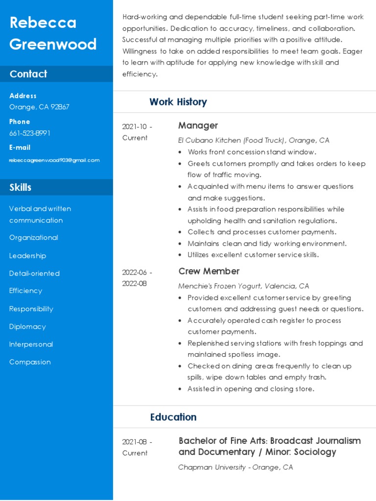 Rebecca Greenwood Resume | PDF