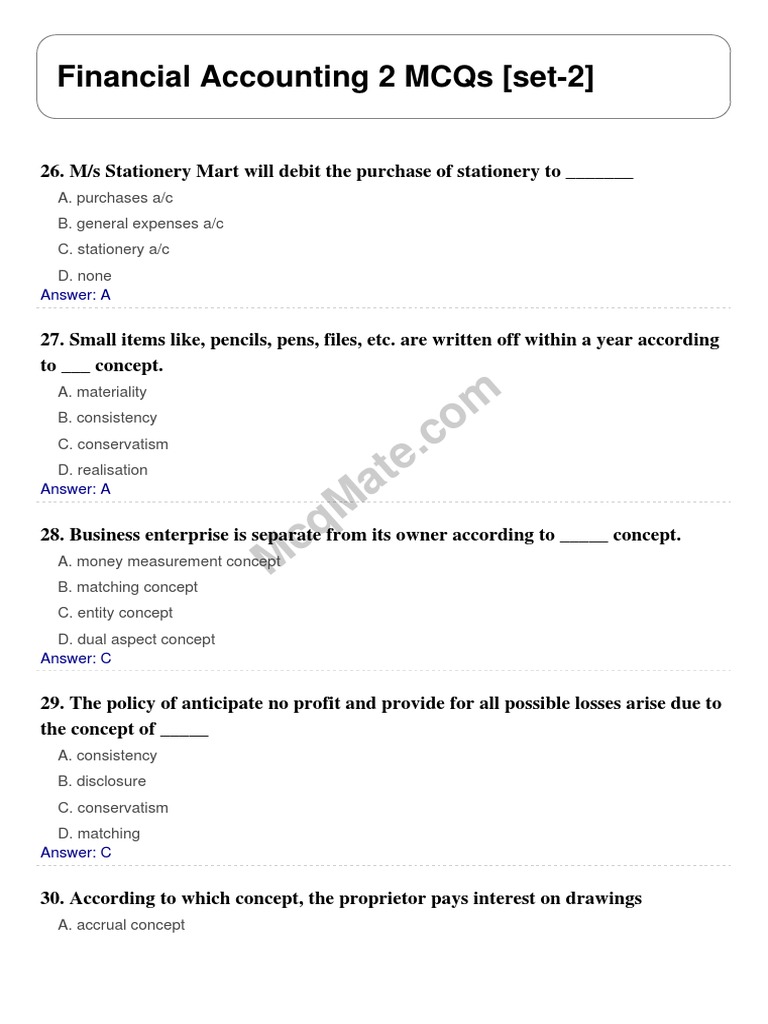 Financial Accounting 2 Solved MCQs (Set-2) | PDF | Career & Growth | Business