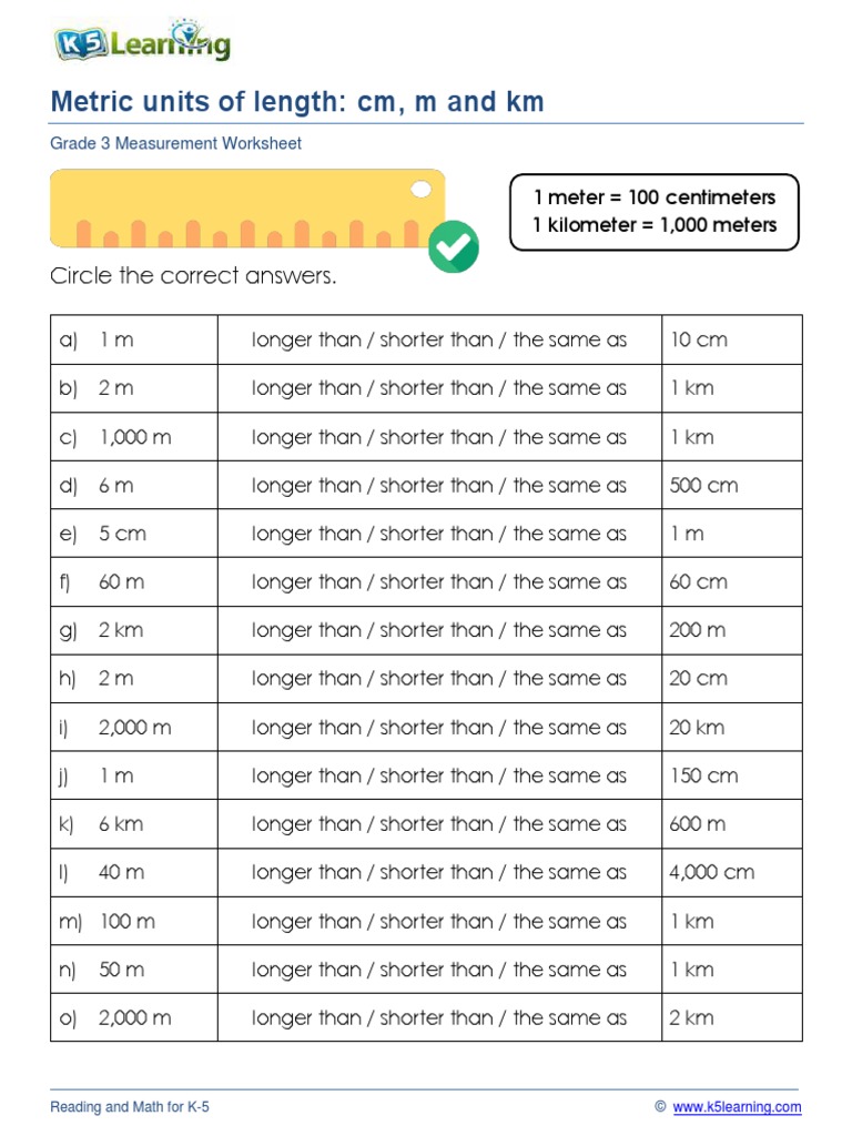 Grade 3 Units of Length Metric C | PDF | Units Of Measurement | Metre