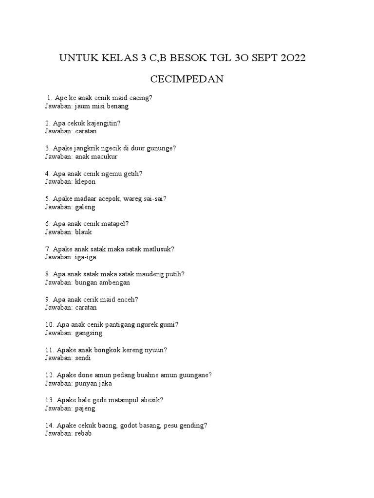 Untuk Kelas 3 C | PDF