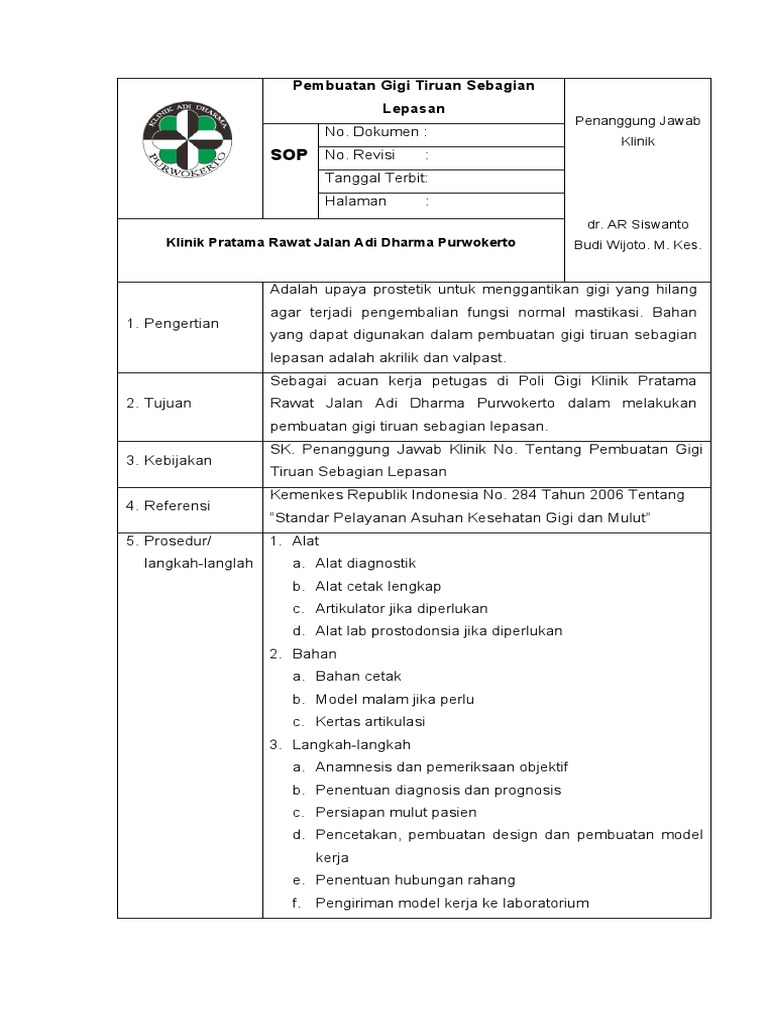 Pembuatan Gigi Tiruan Sebagian Lepasan | PDF