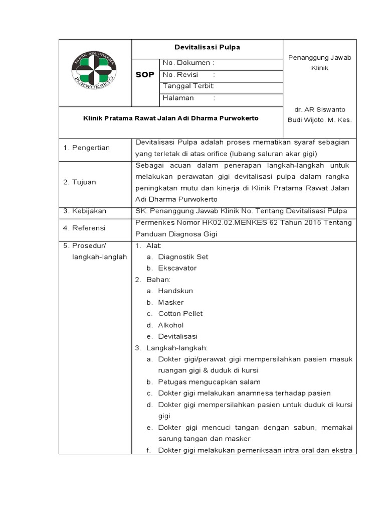 Devitalisasi Pulpa | PDF