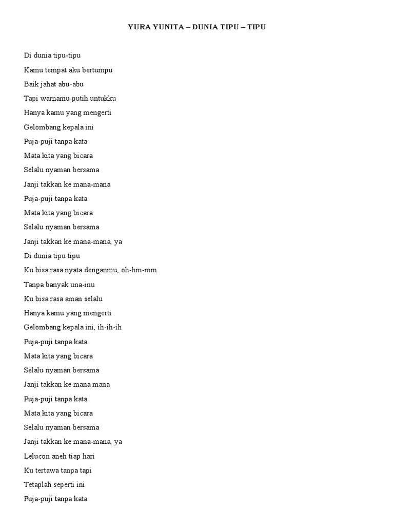 Yura Yunita - Dunia Tipu - Tipu | PDF