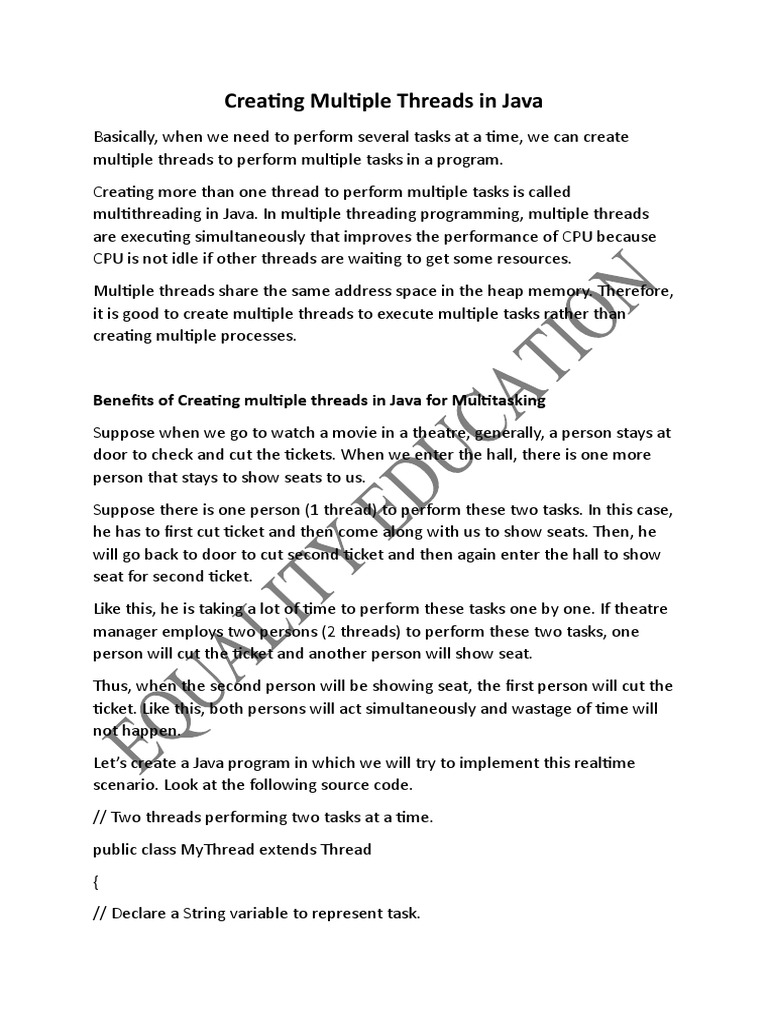 Java Multithreading Basics | PDF | Thread (Computing) | Information Technology Management