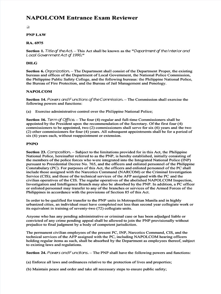 NAPOLCOM Entrance Exam Reviewer | PDF