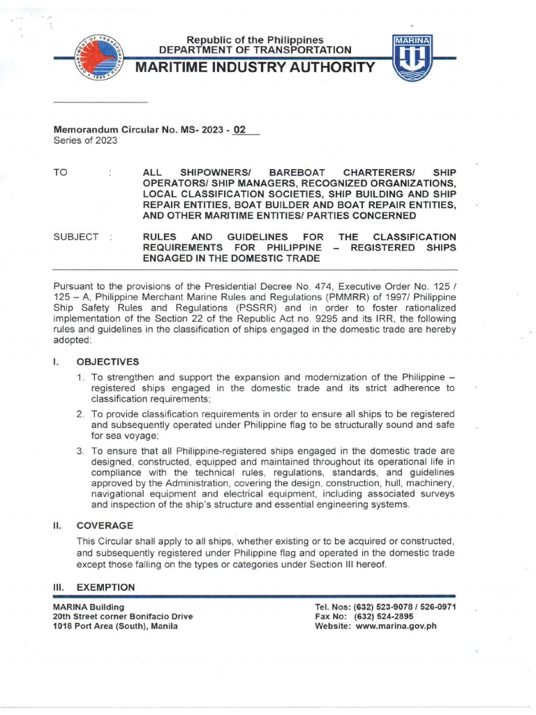 MC-No.-MS-2023-02 RULES AND REGULATIONS FOR THE CLASSIFICATION ...