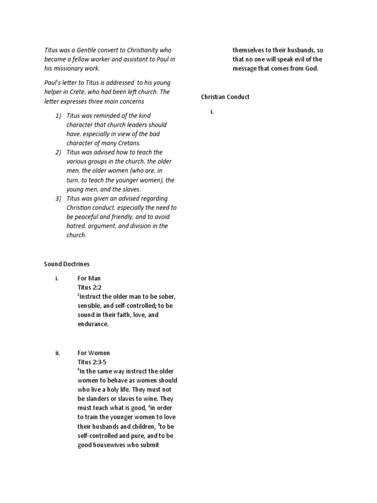 Pauls Letter To TITUS | PDF