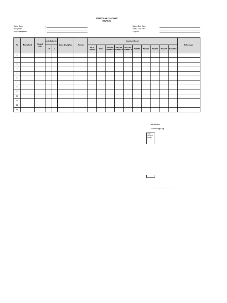 Form Laporan Rekapan Pelayanan SKP | PDF