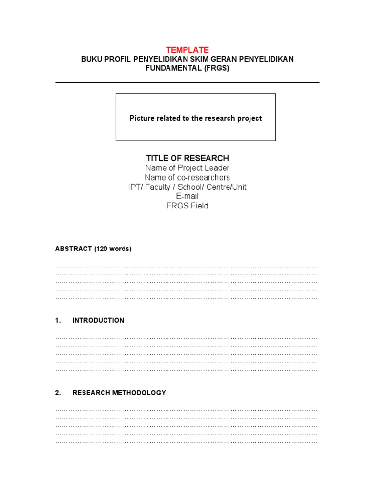 TEMPLATE Buku Profil Geran FRGS | PDF