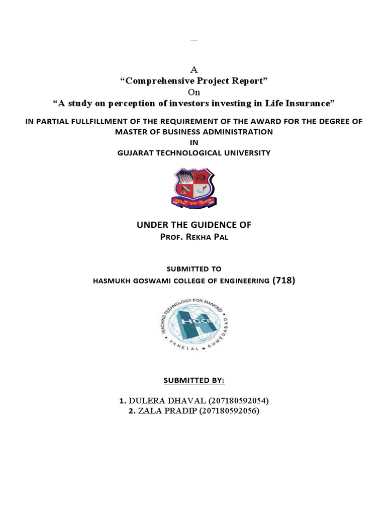 A Study On Perception of Investors Investing in Life Insurance | PDF ...