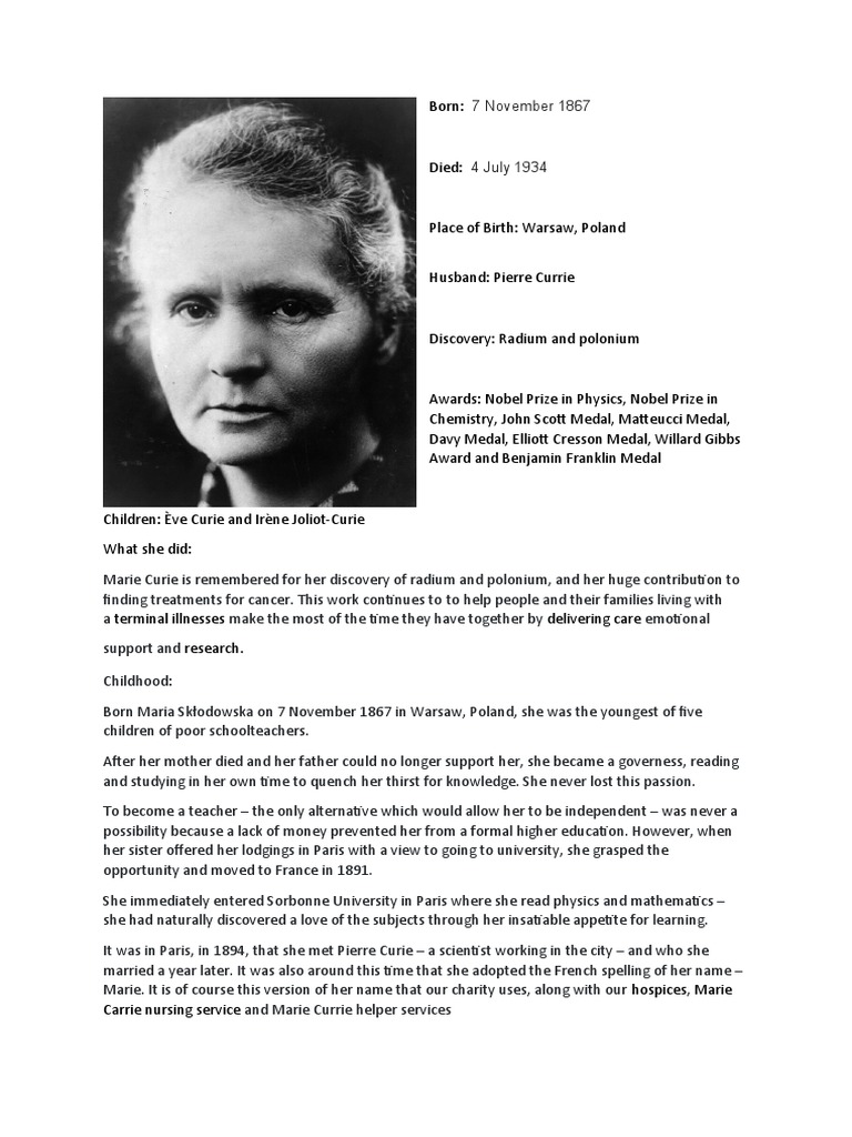 Marie Curie: Pioneer of Radium Discovery | PDF | Social Science