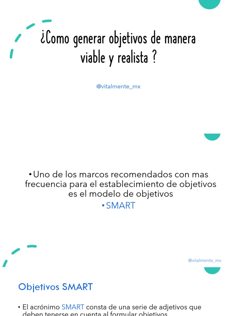 Cómo establecer objetivos SMART viables y realistas | PDF
