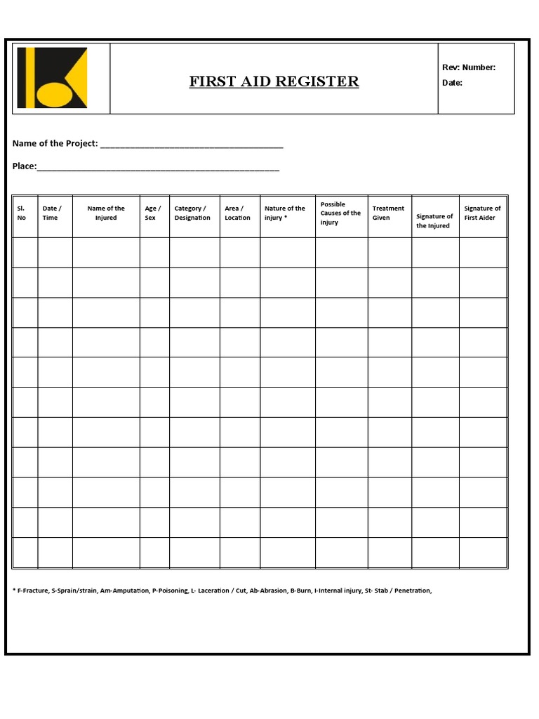First Aid Register | PDF