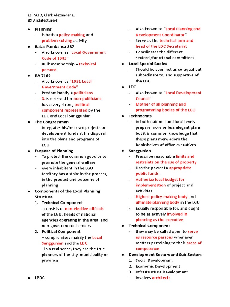 Planning 3 The Local Planning Structure Notes | PDF | Non Governmental ...