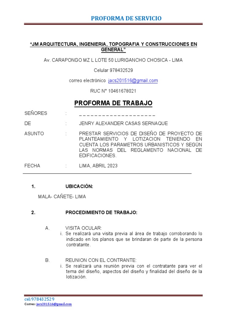 Proforma de Servicios | PDF