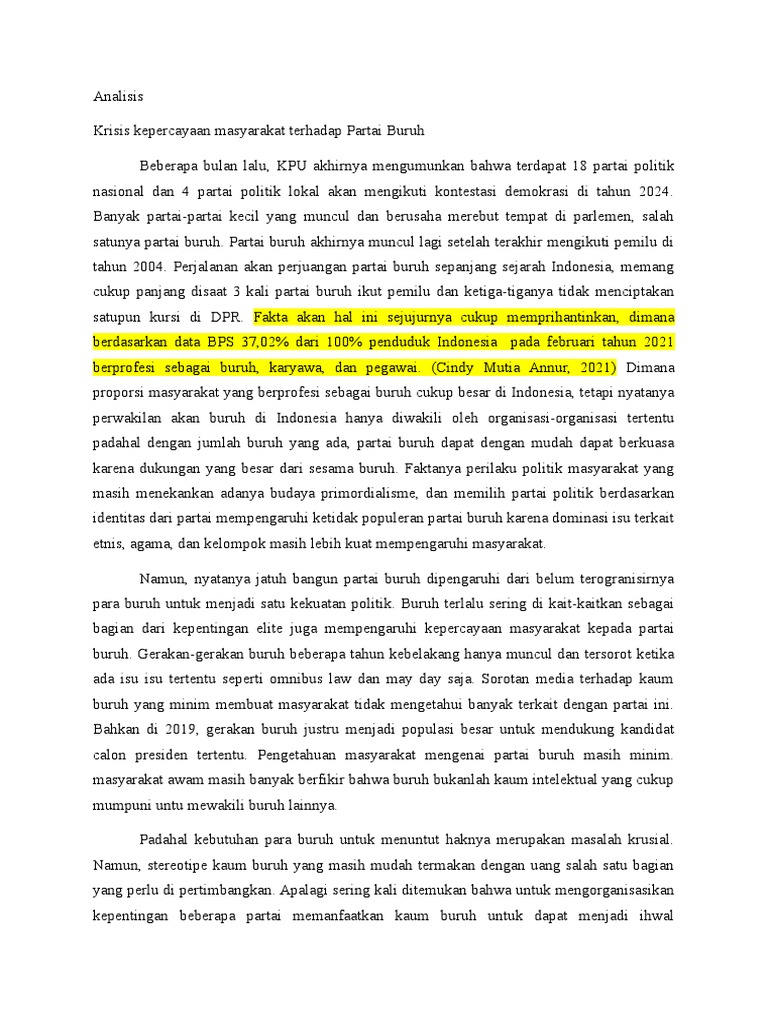 Analisis Partai Buruh | PDF