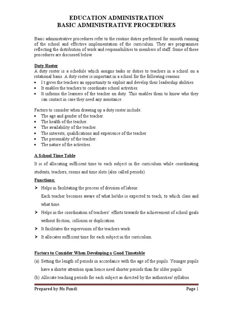 Basic Administrative Procedures | PDF | Cheque | Teachers